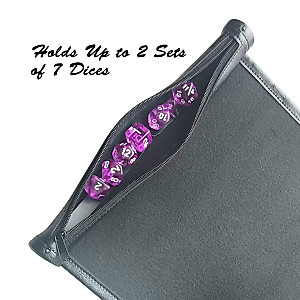 Scroll Dice Tray DIce mat Holder Storage Pouch Rolling Mat DND D and D Dungeons & Dragons Game Dice with Zippered Holds up to 14 Metal Plastic Polyhedral Dice Accessories (Black)