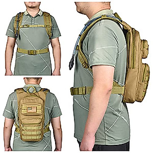 NOOLA Hydration Backpack with 3L TPU Water Bladder, Tactical Molle Water Backpack for Men Women, Hydration Pack for Hiking, Biking, Running and Climbing (Tan)