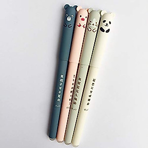 8pcs Cute Kawaii Cartoon Cat Pig Bear Panda Animal Gel Ink Pen Ballpoint 0.35mm Black Ink Student Pens Rollerball Pens For Student Gift Stationery Office Supplies, Erasable Pen Friction Erasable Pen