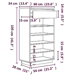 VRAXO Shoe Cabinet 23.6"x13.4"x41.3" Solid Wood Pine,Shoe Racks & Organizers-36.19lbs