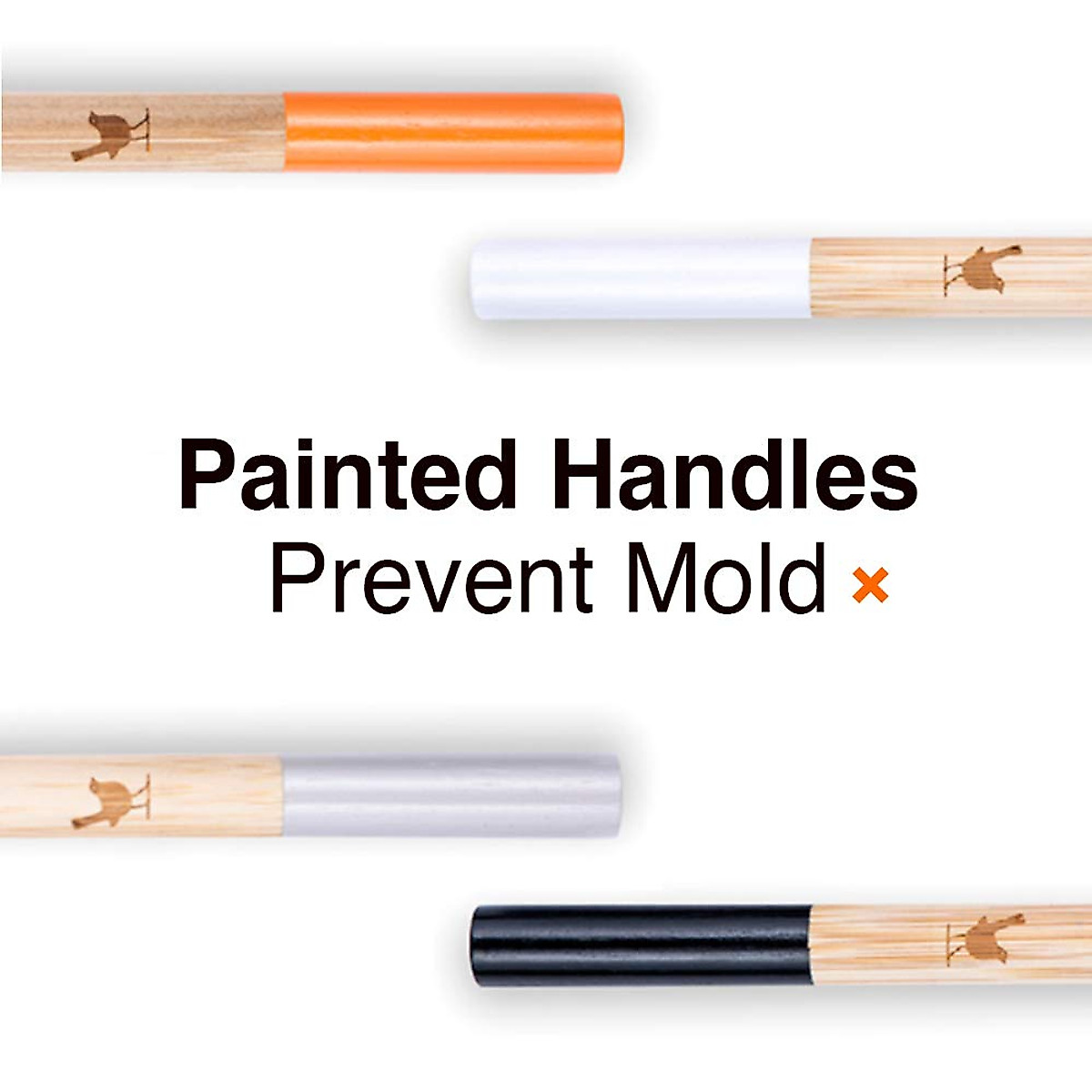 Native Birds Bamboo Toothbrush with Soft Charcoal Infused Bristles, Set of 4