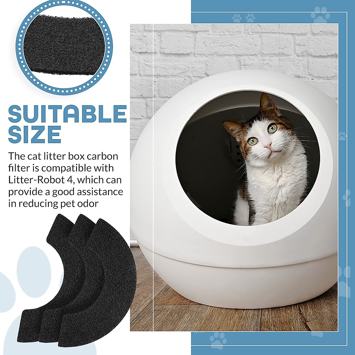 Hoolerry 12 Pcs Carbon Filters Compatible with Litter-Robot 4 Activated Charcoal Replacement Cat Litter Box Filters to Absorb Remove Odors from Pets and Keep Home Fresh