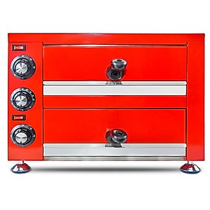 KOOTEN Commercial 12" Electric Pizza Oven, Indoor 2-Layers Pizza Maker, Countertop Stainless Steel Oven with Timer for Restaurant Home Potluck, Red