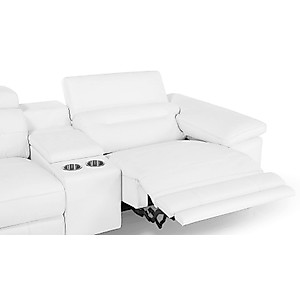 Zuri Furniture Monaco Reclining Leather L-Sectional with Console, White