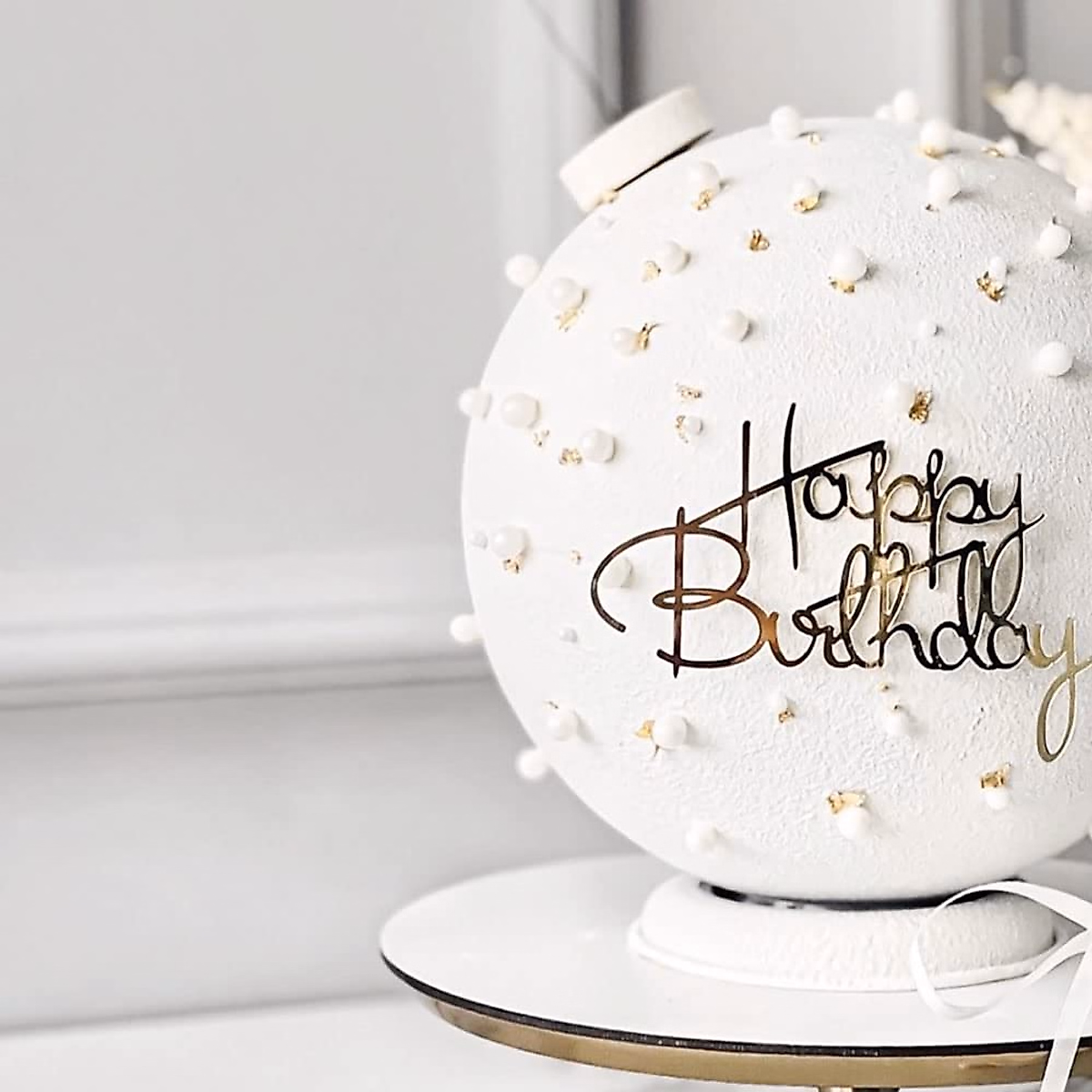 Happy Birthday Cake Toppers Mirror Acrylic Cake Topper Side Cake Decorations Gold Cake Inserts Cake Decorating Supplies Cupcake Toppers for Kids Birthday Cake Decor Birthday Party Decorations,6pcs