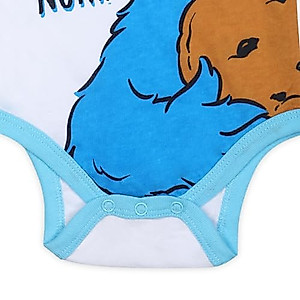 Sesame Street Elmo and Cookie Monster Boys Short Sleeve Bodysuit with Cap Set for Baby and Infant – Blue/White or Red/White