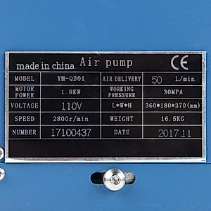 CREWORKS High-Pressure Electric Air Compressor Pump with Pressure Gauge, 4500 PSI/30 MPa /300 BAR Air Pump for Air Rifle PCP Airgun Paintball Scuba Fill Station for Fire Fighting and Diving