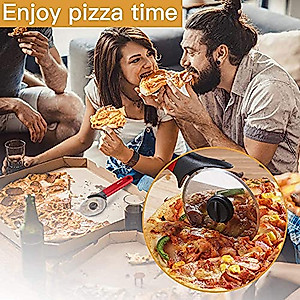 Luxear Pizza Cutter Wheel Professional Pizza Slicer Large with Removable Stainless Steel Blade Silicone Handle Anti-Slip with Ergonomic Design and Protective Cover Washable Easily, 20 cm (8"), Red