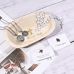 WHLHMK Resin Prayer Small Dough Bowl, Christian Cross Prayer Bowl, Religious Dough Bowl Religious Gifts for Women, Farmhouse Decor Rustic Home Decor (White 8.6 x 5 x 2')