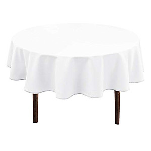 Hiasan White Round Tablecloth 60 Inch - Waterproof Stain Resistant Spillproof Polyester Fabric Table Cloth for Dining Room Kitchen Parties