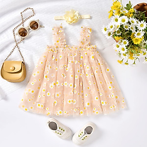 Baby Girl Tulle Dress 18-24 Months Yellow Tulle Princess Clothes with Headband