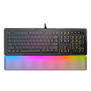 ROCCAT Vulcan II Max – Optical-Mechanical PC Gaming Keyboard with Customizable RGB Illuminated Keys and Palm Rest, Titan II Tactile Linear Switches, Aluminum Plate, 100M Keystroke Durability – Black