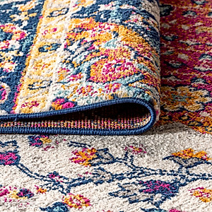 JONATHAN Y BMF106A-9 Bohemian FLAIR Boho Vintage Medallion Indoor Area-Rug Floral Easy-Cleaning High Traffic Bedroom Kitchen Living Room Non Shedding, 9 X 12, Blue/Multi