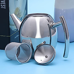 OKUMEYR Teapot Hand Drip Brewing Kettle Coffee Espresso Maker Stovetop Water Whistling Coffee Cup Stool Covers Round Gas Top Boiled Kettle Espresso Mugs Coffee Pot Gas Water Heater Silver