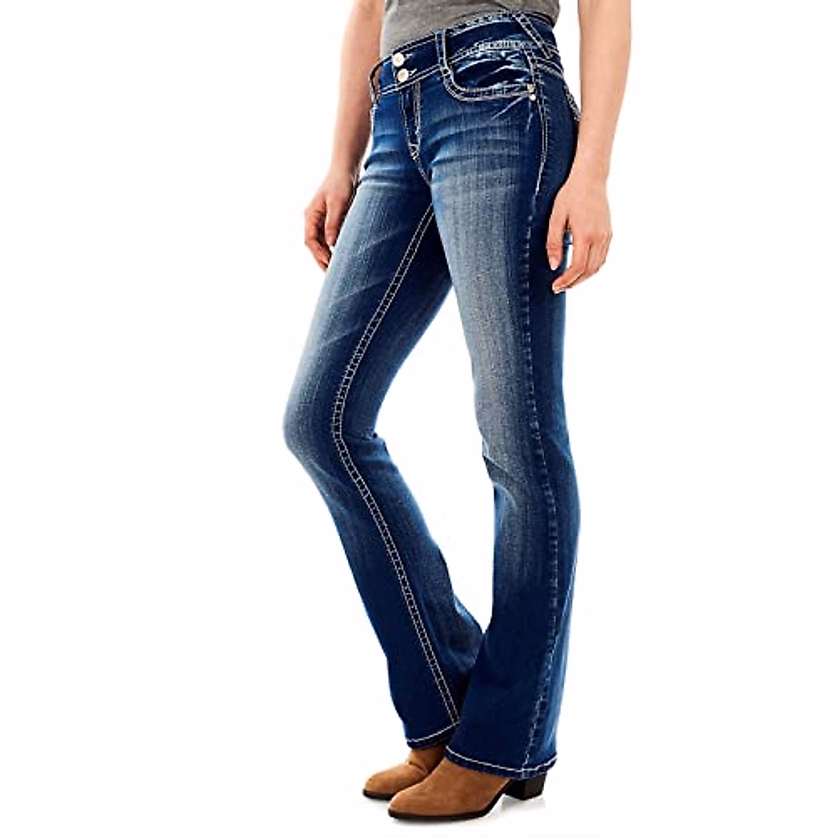 WallFlower Women's Luscious Curvy Bootcut Mid-Rise Insta Stretch Juniors Jeans (Standard and Plus), Jenna, 13 Long