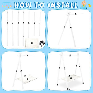 Queekay Kids Clothing Rack Kids Garment Rack for Baby Shower Pets Dolls Baby Dress up Storage Wooden Clothes Organizer with Storage Shelf Hanger Rack(White, Medium)