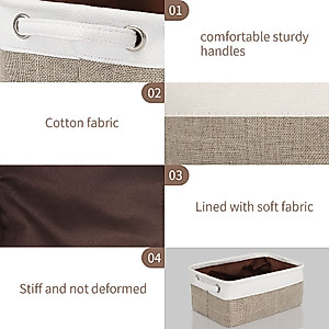 EXTREE Fabric Small Storage Baskets - 6 Pack Nursery Decorative Storage Bins Linen Empty Gift Basket with Handles for Organizing Shelves Bathroom(Gray,11.8L x 7.9W x 5.3H inches)