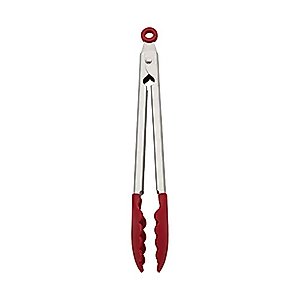 KitchenAid Silicone Stainless Steel Tongs, 12 Inch, Red