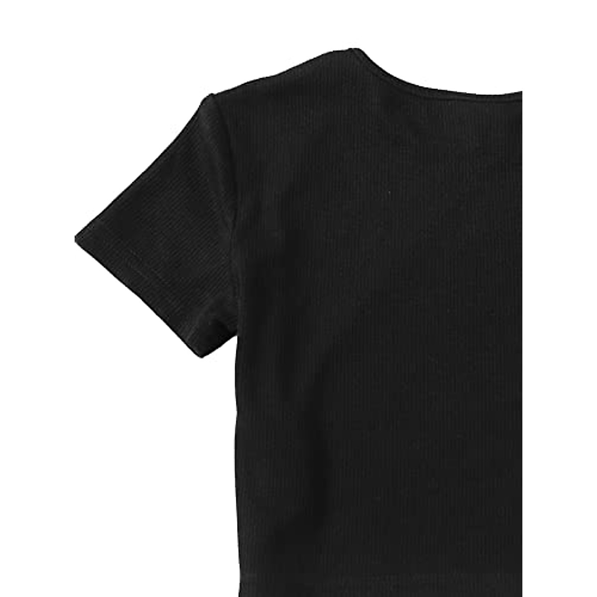 SOLY HUX Girl's Summer 2 Piece Outfits Short Sleeve Crop Top and Cute Print Shorts Sets Cute Clothing Set Black 8Y