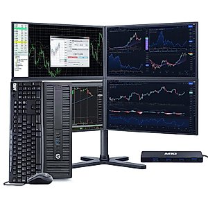 HP Trading Optimized PC Bundle Intel i5 6th Gen, 32GB RAM, 512 GB nvme SSD, 4 New 24” Monitors, 2 Network Cards, Trading Platform Support, MTG 4 in 1 USB HUB, MTG Keyboard Mouse Win 10 Pro (Renewed)