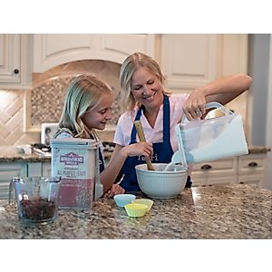 Buddeez Flour and Sugar Container - 4 Quart All Purpose Kitchen Organization and Storage Unit, Dry Storage Container For Kitchen, Large Food Storage Container for Organizing Your Pantry (White Lid)