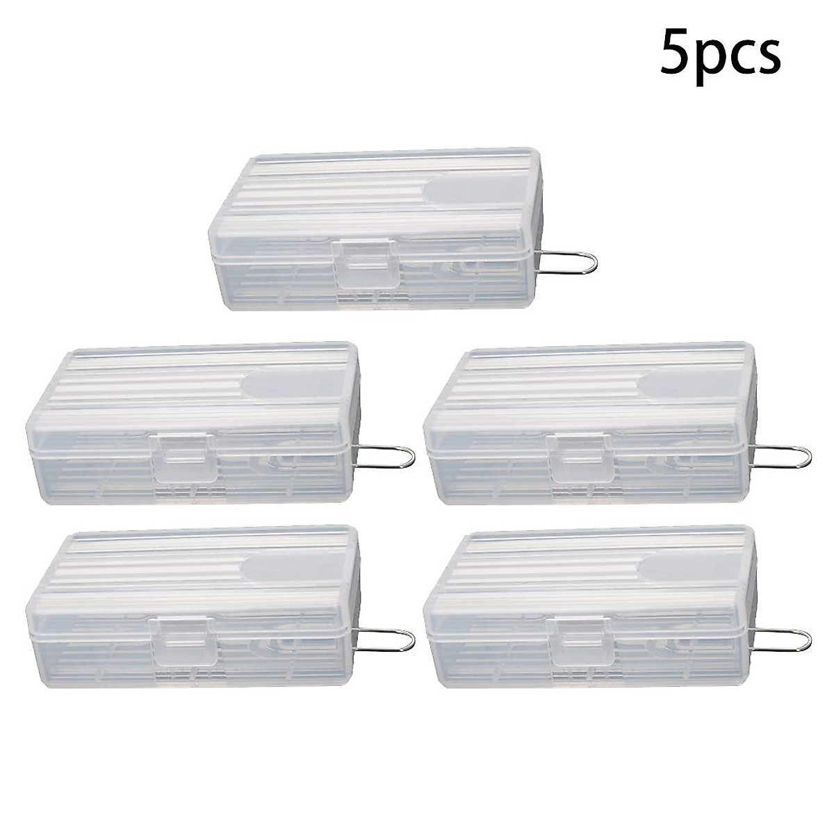 Heyiarbeit Battery Storage Case Holder Box for 2 18650 Batteries or 4 RCR123/16340 Batteries, Clear Color (5 Pack)