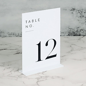 JINMURY Acrylic Wedding Table Numbers 1-15 with Stands, 15 Pack 5"x7" Acrylic Table Number Signs and Holders White Acrylic Table Numbers for Wedding Reception, Party, Anniversary, Event
