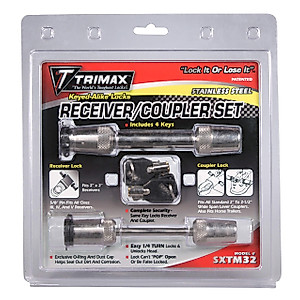 Trimax SXTM32 100% Stainless Steel (SXT3) 5/8" Receiver Lock & (SXTC2) 2.5" Span Coupler