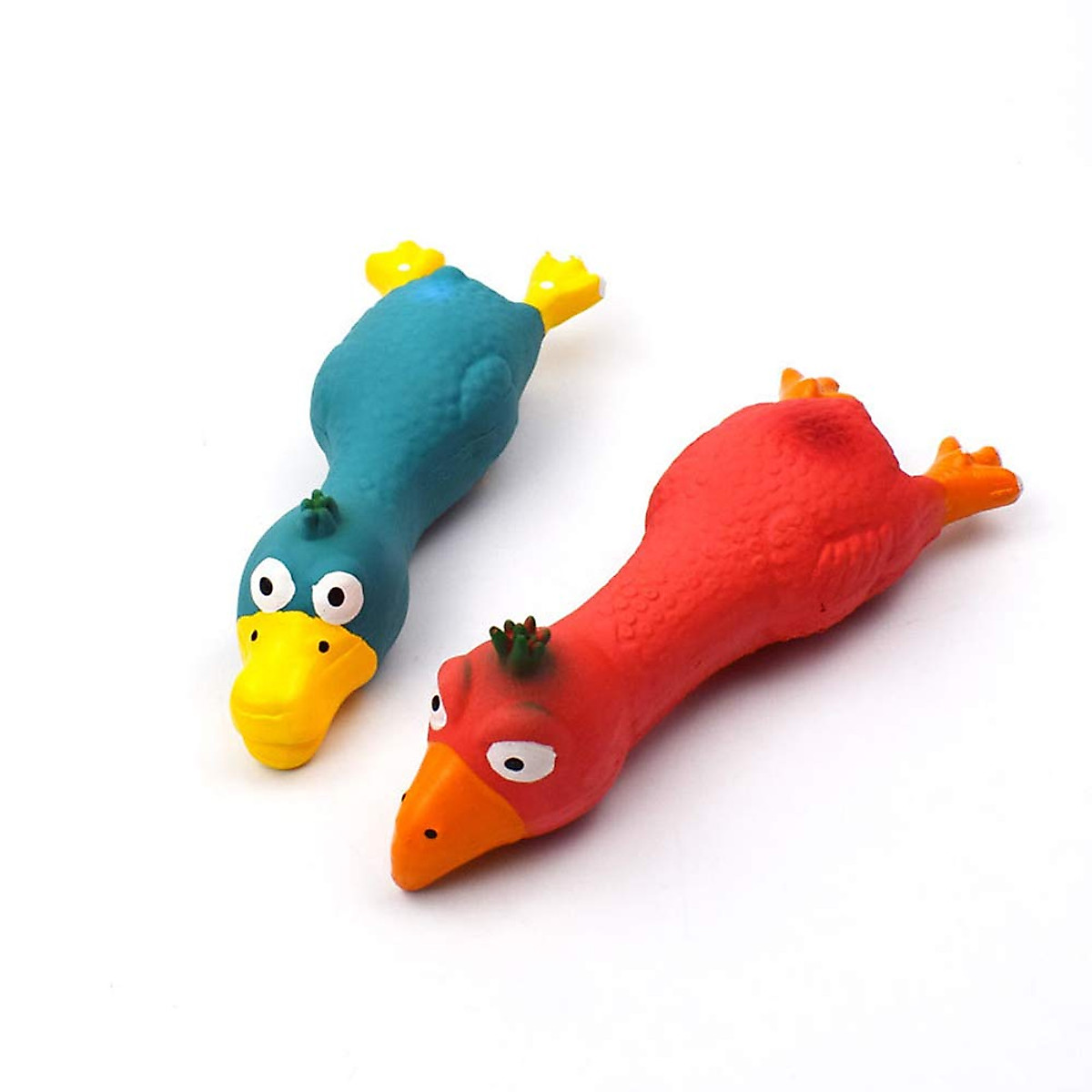 SICOPEE 3PCS Dog Squeaky Toys, Dog Small Screaming Chicken Toys, 6.6" Long Soft Rubber Chew Molar Dog Toys for Puppy Small Medium Dogs