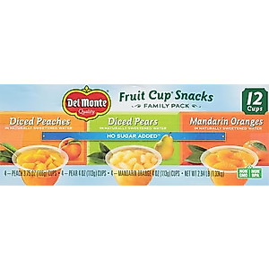 Del Monte No Sugar Added Variety Fruit Cups (Peaches, Pears, Mandarin Oranges), 4 Ounce (Pack of 12) 2002456