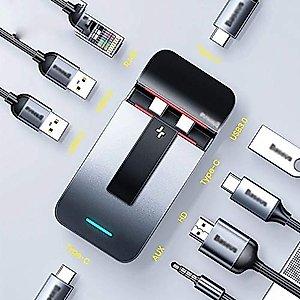 GPPZM 9 in 1 USB C HUB Type C HUB to 4KHD RJ45 Jack 3.5 Multi USB 3.0 PD Adapter for MacBook Pro USB-C Splitter Type-c USBC HUB