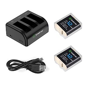 Smatree Batteries Compatibility for G*Pro 12, 11, 10, 9, 2 Pack 1800 mAh Replacement Battery Fully Compatible with G*Pro 12/11/10/9 Original Charger and Battery, Quick Charging.
