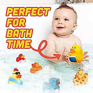 25-Pack Assorted Rubber Ducks Baby Bath Toys I Baby Shower Mini Rubber Ducks In Bulk I Baby Pool Jeep Ducks for Toddler Party Favors I Kids Infant Bathtub Toys Rubber Duckies I Baby pool Birthday Gift