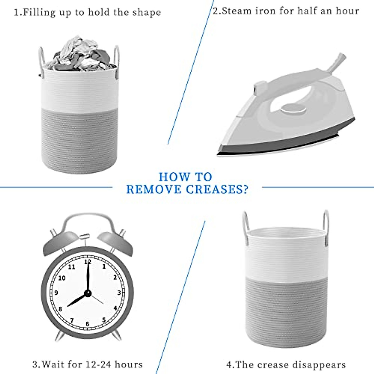 Large Laundry Basket Woven Cotton Rope Laundry Hamper 15" x 19.6" Woven Baby Laundry Basket for Blankets Toys Storage Basket Natural cotton thread clothing sorting basket