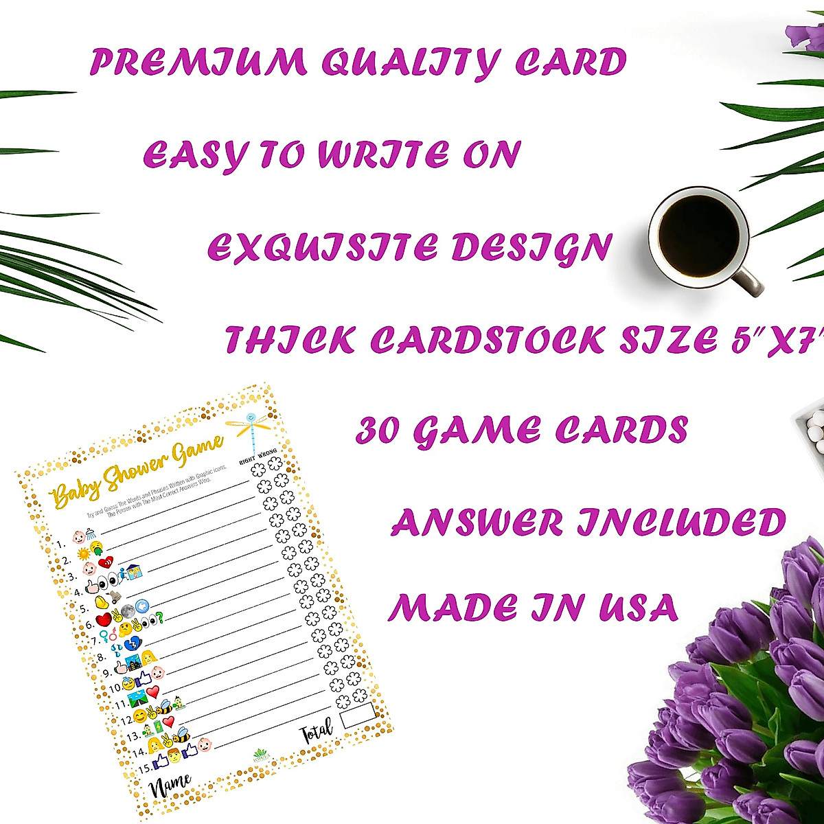 LOTUS-A Baby Shower Games - Fun Guessing Game Girls Boys Babies Gender Neutral Ideas Shower Party Favorite Adults Games for Baby Shower Activities