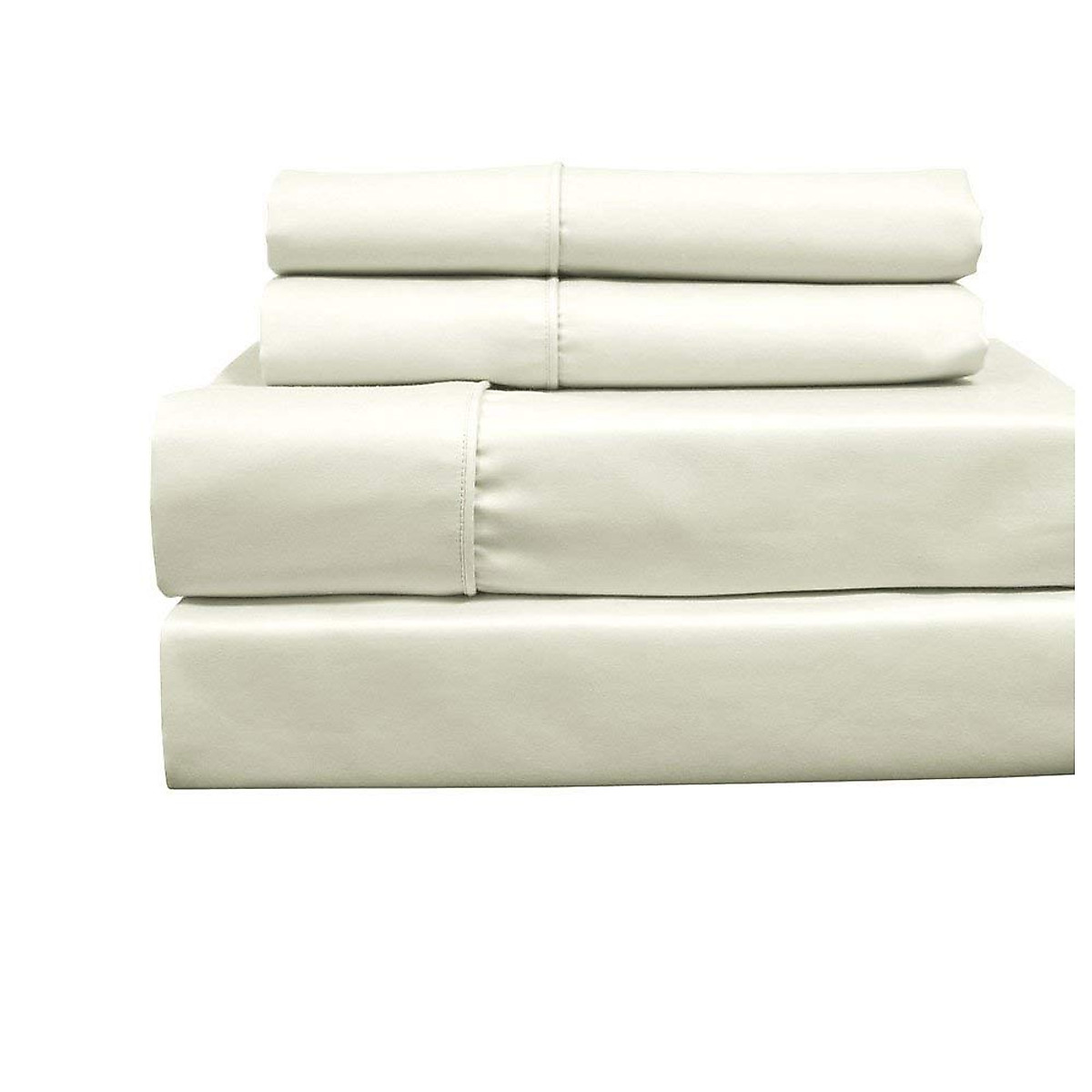Royal Hotel Bedding 650-Thread-Count Bed Sheets - Wrinkle Free Sheets - Deep Pocket, Cotton Blend, Sateen Sheets, Hypoallergenic, 4 Piece - Queen - Ivory