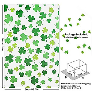 Green Clover Wrapping Paper On White Gift Wrapping Paper 4 Sheets Folded Flat 20x30 Inches Per Sheet, Gift Wrap for St. Patrick's Day,Wedding, Birthday, Bridal Showers, Mother's Day, Valentine's Day Holiday Christening and More Occasion