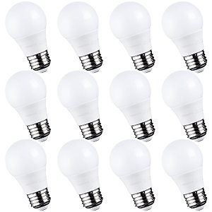 TORCHSTAR 12-Pack 5.5W A15 LED Light Bulbs, 40 Watt Equivalent, 5000K Daylight, E26 Medium Base, G45 Bulb Shape, for Ceiling Fan, Desk Lamp, Vanity Mirror