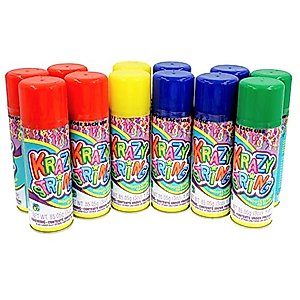 JAJA-RU Krazy String Silly Streamer Can Spray (12 Cans) Small Party Spray Can Confetti Toy for Kids and Adults. Kids' String Launcher Party Favors Stocking Stuffers Birthday Bulk Supplies. 3060-12A