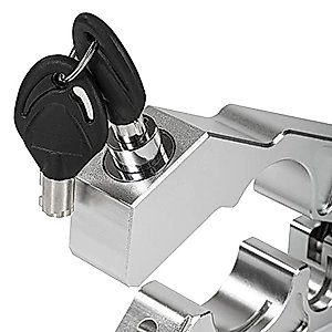 Bravedog Motorcycle Lock - Universal  Alloy CNC Motorcycle Handle Throttle Grip Security Lock with 2 Keys to Secure a Bike, Scooter, Moped or ATV in Under 5 Seconds(Silver)