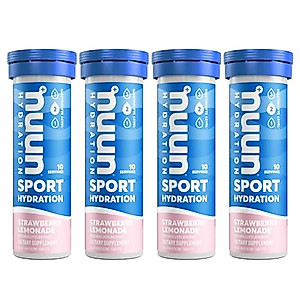 Nuun Sport Electrolyte Tablets, Strawberry Lemonade, 40 Total Servings, 5 Essentials Electrolytes, Vegan, Non-GMO