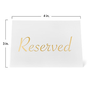 Reserved Table Signs for Wedding 20 Pack | Elegant Gold Place Cards Reserved for Family at Wedding Reception Restaurant Party