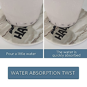 6pcs Halloween Cup Drinks Coasters with Holder,Round Absorbent Ceramic Coaster Set,Funny Drink Coasters with Cork Base for Tabletop Protection,Ideal Gift for Halloween,Housewarming,Birthday