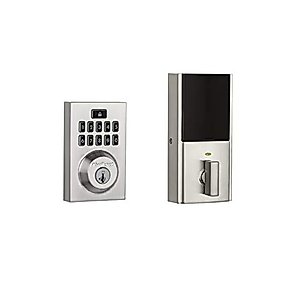 Kwikset 99140-019 SmartCode 914 Modern Contemporary Smart Lock Keypad Electronic Deadbolt With SmartKey Security and Z-Wave Plus, Satin Nickel