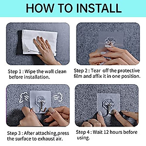 JEETAO Adhesive Hooks for Hanging Wall Hooks 22lbs(Max) Haning Hooks Transparent Reusable Seamless Hooks, Strong Bathroom Kitchen Hooks,24 Pack