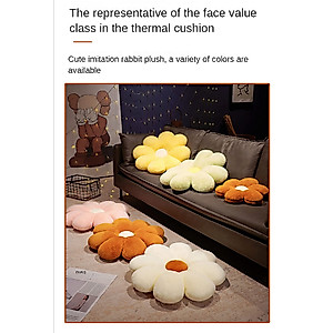 Imitation Rabbit Fur Petal Cushion Office Chair Cushion Bedroom Bay Window Cushion Sofa Cushion.Vikcewn. (15 inches (About 38CM), Pink)