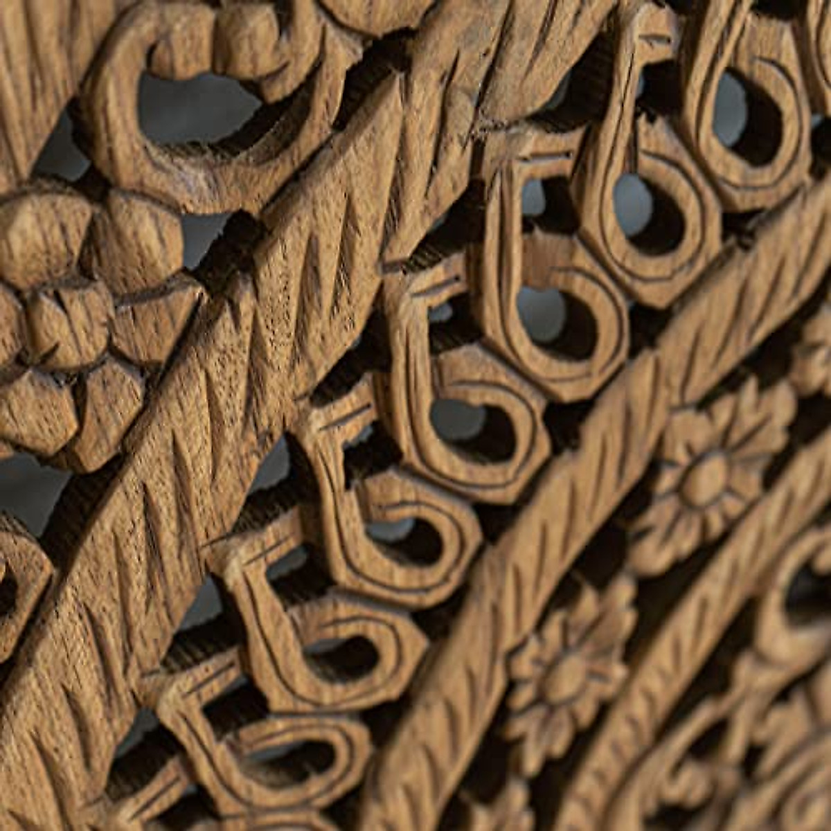 Moroccan Wooden Bed Headboards Hand Carved Panels Sculpture Wall Mounted Decor in Reclaimed Teak Wood 48 Inches