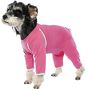 FUAMEY Recovery Suit for Dogs, Long Sleeve Dog Onesie for Surgery Female, Male Neuter Abdominal Wound Surgical Suit Dog Prevent Licking Wounds Shedding Suit Jumpsuit with Zipper