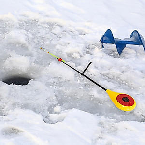 BAODAN Ice Fishing Rod, Portable Fishing Rod Tip, Fishing Pole Winter Outdoor Sport Fishing Accessories with Fishing Lines Runner for Lakes Ponds River Fishing Yellow