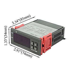 XINGYHENG STC-1000 DC 12V 10A Microcomputer Digital Display Temperature Controller Thermostat Control Switch 2 Relay Output and NTC 10K Thermistor Sensors Digital Temperature Probe (12V)